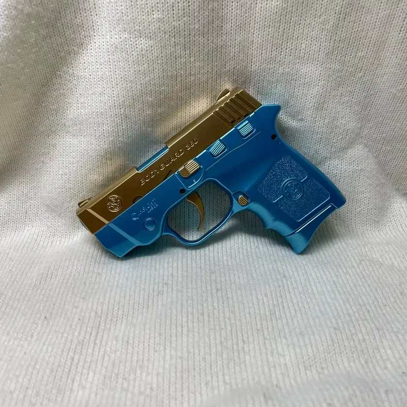 GUNSTORM BODYGUARD 380 BLUE & GOLD PAINTED BIBI-TAN GUN AIRSOFT GUN ...