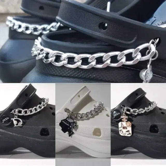 CROCS | 크록스 Crocs Chains G-Vittz Set Women's Accessories Silver Gold ...