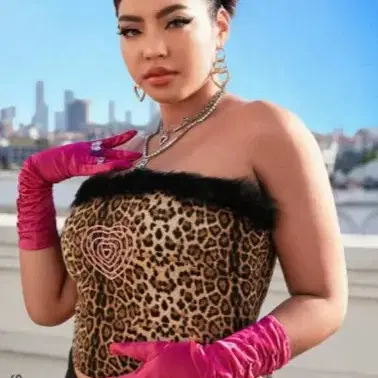 [No-bag] Big size leopard print teen heart-top faux fur Y2K gal #빅사이즈y2k,#갸루빅사이즈 on Bunjang ...