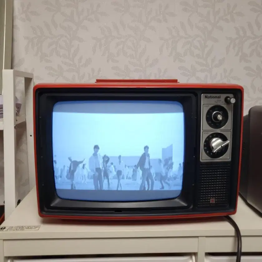A black-and-white television set from the 70s, Korea's National Shonal ...