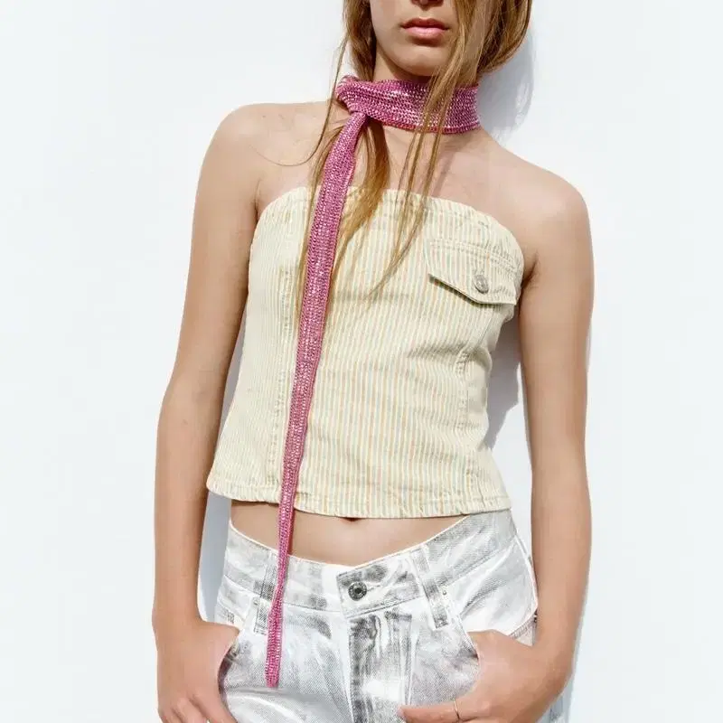 ZARA | 자라 Zara TRF Striped Denim Top y2k Vintage New #y2k,#자라데님탑,#데님탑,#빈티지,#스트릿 on Bunjang ...