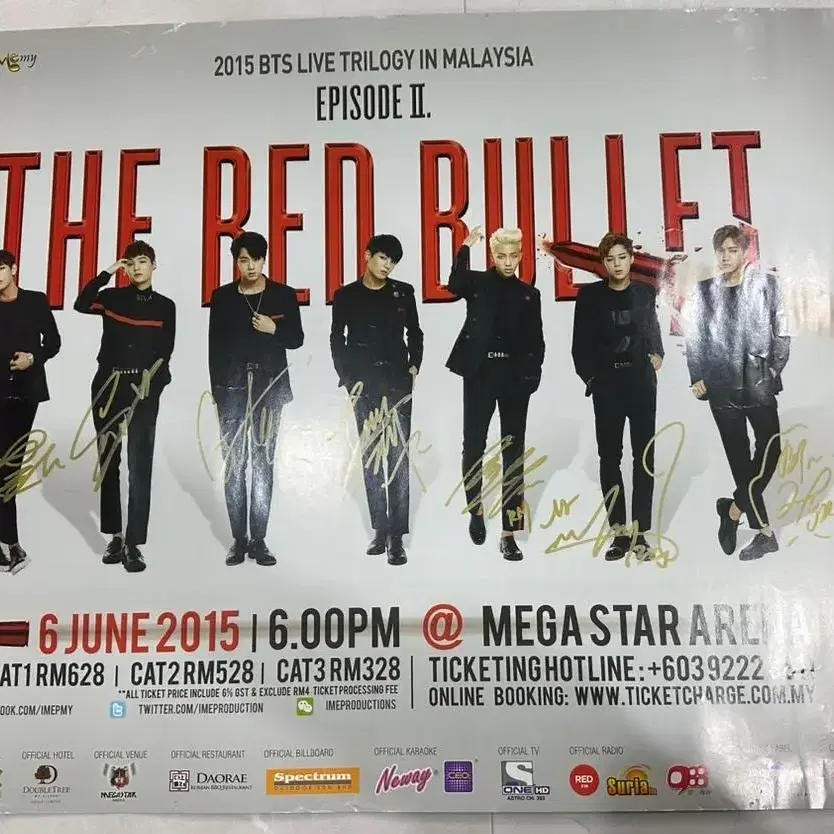 BTS BTS red bullet concert autographed poster #bts싸인,#방탄소년단,#방탄친필싸인,#친필 ...