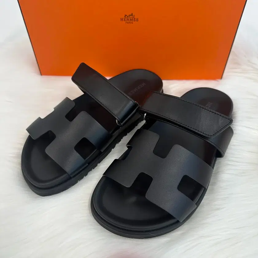 HERMES | 에르메스 New*Hermès Chiffre Men's Sandal Slippers Black/42,43,43.5 ...