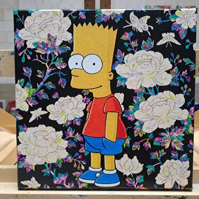 Bart Simpson and mother-of-pearl acrylic Picture framed on Bunjang ...