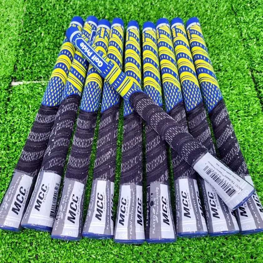 Set of 10 GolfPride Bloo Gold MCC Teams 60R Vahn Threaded Golf Grips ...