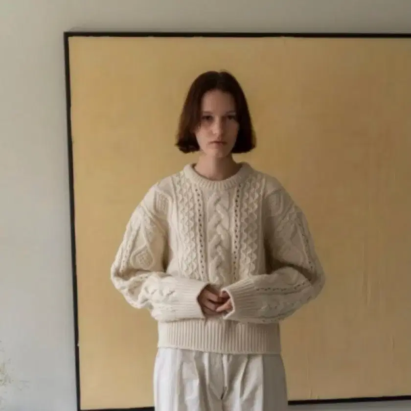 Cfs Museum Museum Pinot Wool Cable Knit Round Sweater on Bunjang Global ...