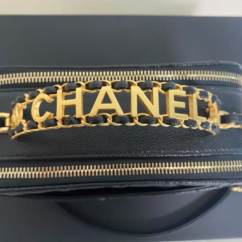 CHANEL | 샤넬 Chanel Top Handle Caviar Black Embedded Chip Medium (Logo ...