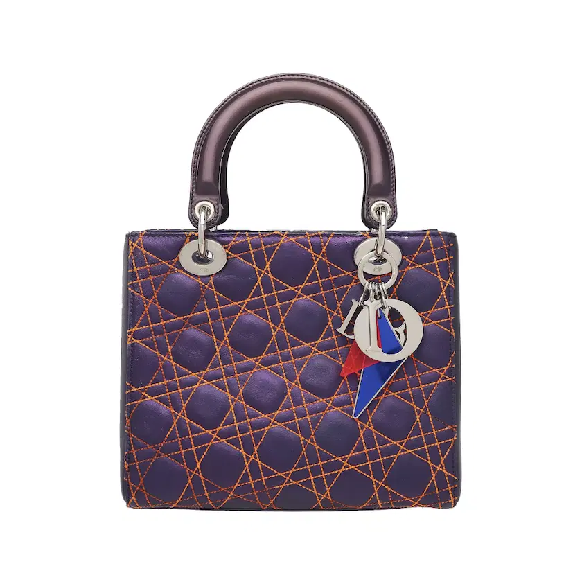 DIOR | 디올 Dior Angelm Ryle Medium Metallic Lambskin Canvas Lady Dior ...