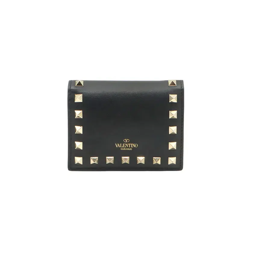 VALENTINO | 발렌티노 Valentino Black Calfskin Lock-Strap Compact Wallet ...