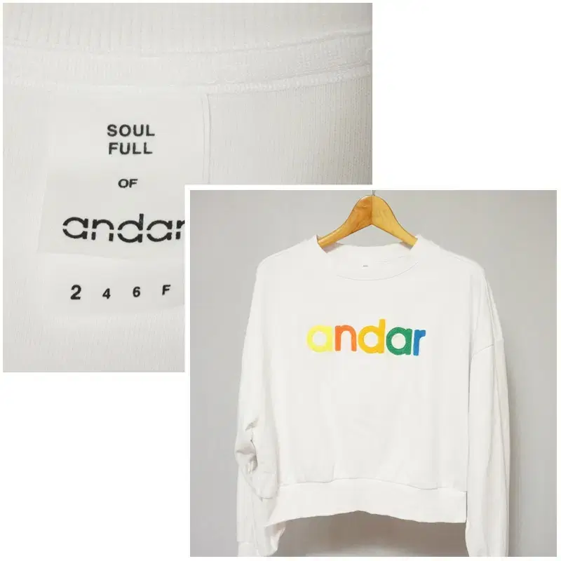 ANDAR | 안다르 Andar White Cropped Crewneck T-Shirt Women's 2 #안다르,#맨투맨티셔츠 ...