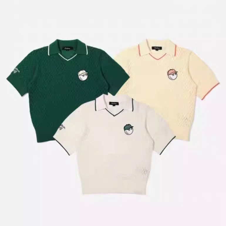 MALBON | 말본 Women's golf wear Malbon bom knit short-sleeved sports # ...