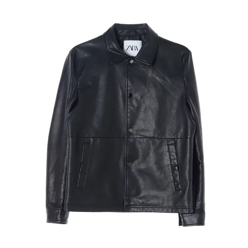 ZARA | 자라 [S] Zara Black Ecco Leather Shacket Leather Jacket #자라,#가죽재킷 ...