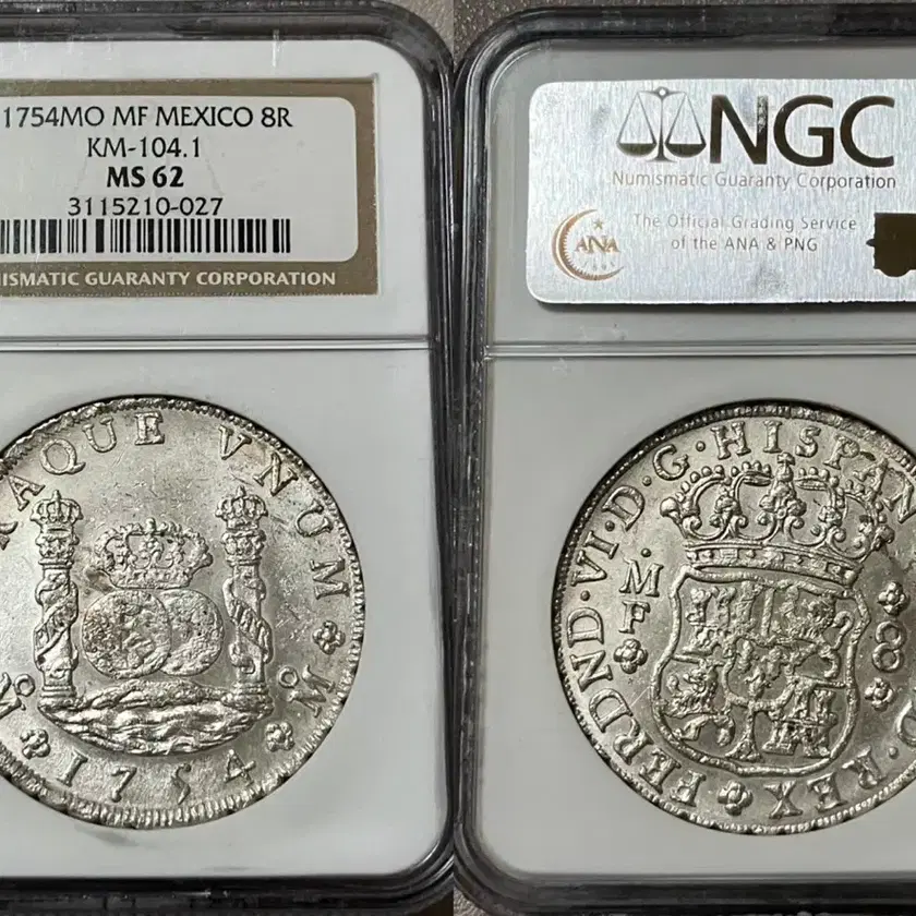 NGC 1754 Mo MF Mexico 8 Reales Pillar Dollar (Royal Crown) MS on Bunjang Global Site.