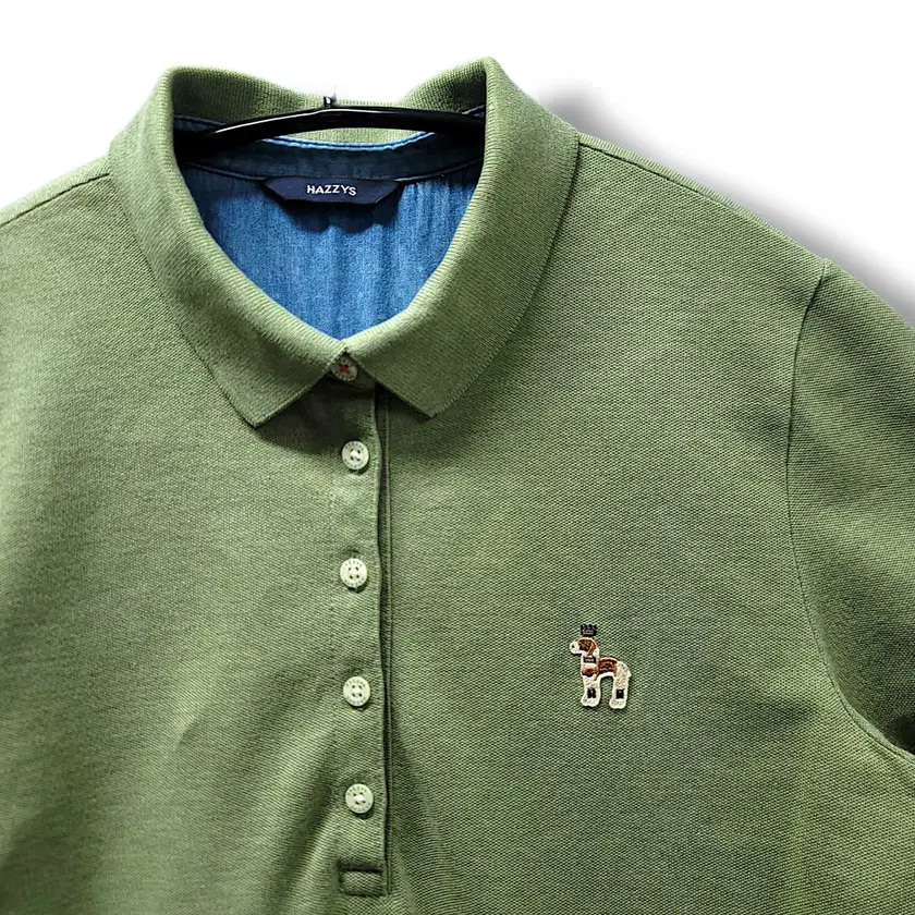 HAZZYS | 헤지스 [90] Hazzys Green String Long Pique Kara Dress #헤지스,#헤지스원피스,#반팔카라원피스,#반팔카라티,#PK원피스 ...