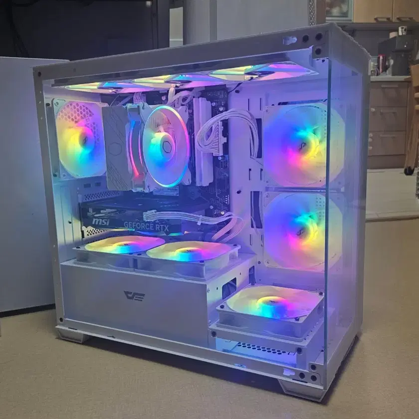 New 7500f, RTX4060, 32g White Fish Tank Case Cost-Effective Gaming PC ...