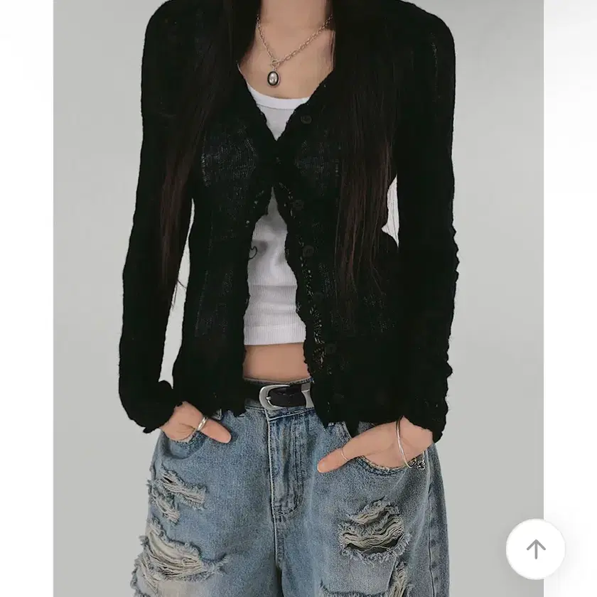 Chic One OA Nick Loose Fit Lace Frill Knit Cardigan Black on Bunjang ...