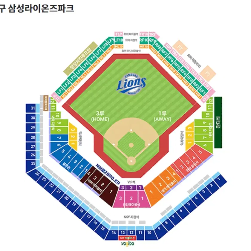 Samsung Lions vs. Kiwoom 3rd base Sky, 1st base outfield, 3rd base ...
