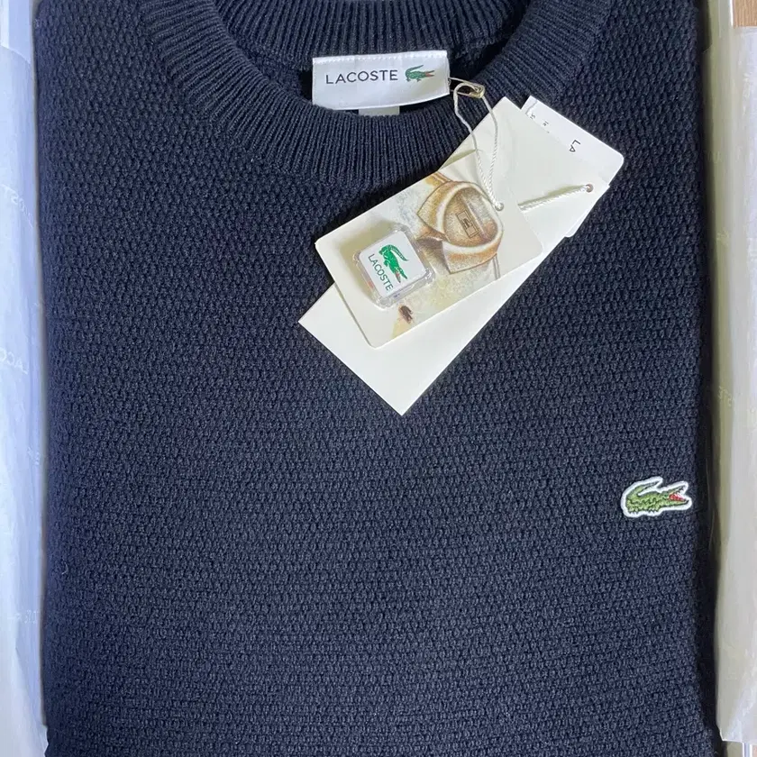 LACOSTE | 라코스테 New Lacoste navy knit size 95 on Bunjang Global Site.