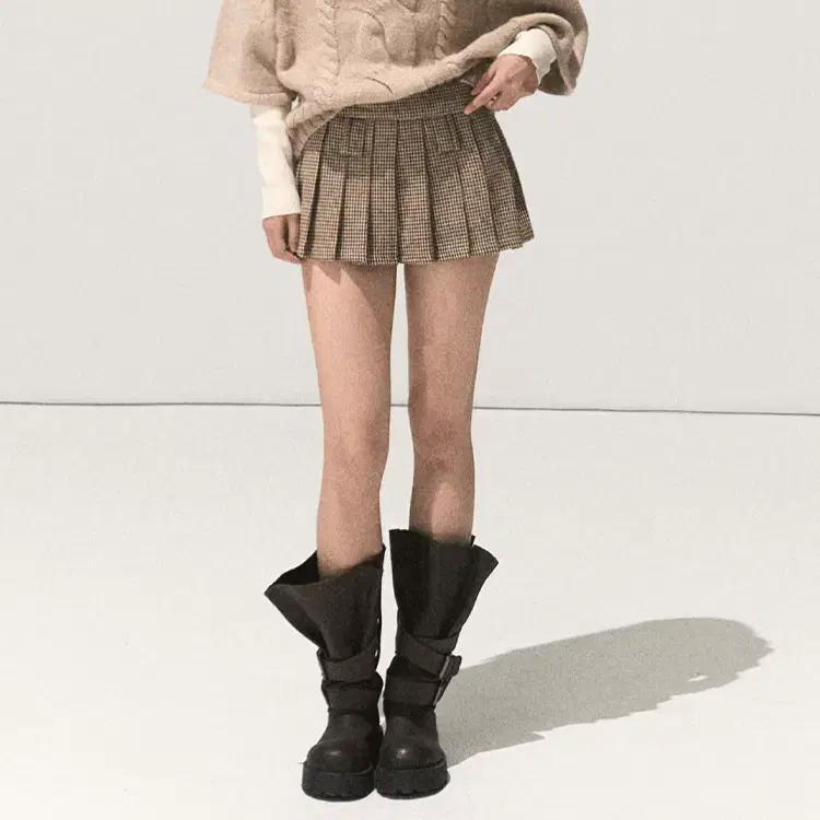 OAKMOO Retro Check Wool Pleated Short Skirt #타다마켓,#레트로,#빈티지,#주름치마,#플리츠 ...