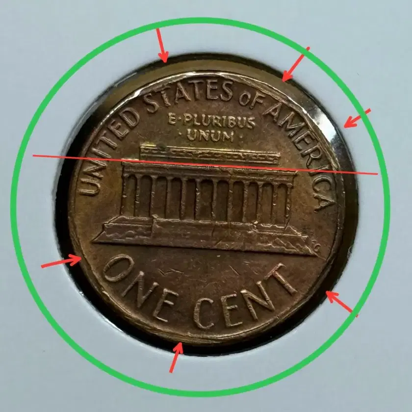 1977 Lincoln Cent (Rotation Error, Reverse Rim Die Alignment Error ...