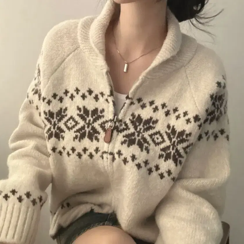 (New) Snowflake Knit Zip-Up Cardigan on Bunjang Global Site.