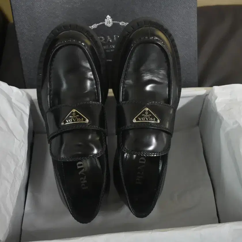 Prada Chocolate Brushed Leather Loafers Black #프라다,#로퍼,#블랙,#가죽,#브러시드 on ...