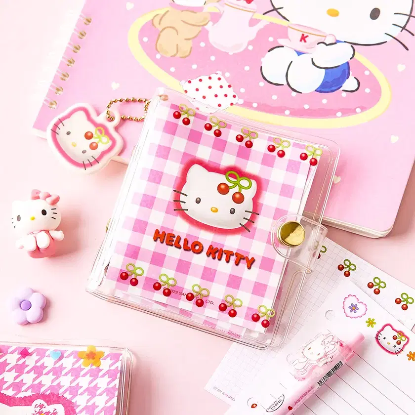 Hello Kitty Transparent 3-Ring Binder Diary Cherry #키티체리,#체리키티,#수첩,#키티 ...